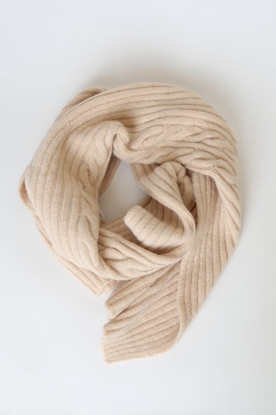 Beige Cable Knit Scarf - Oversized Scarf - Beige Scarf - Lulus