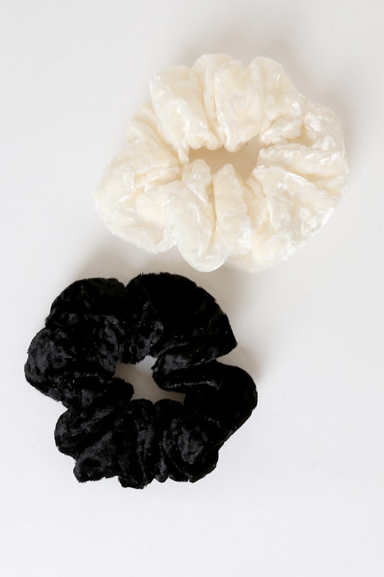 Velvet Scrunchie Set - Scrunchies - Black and White Scrunchies - Lulus