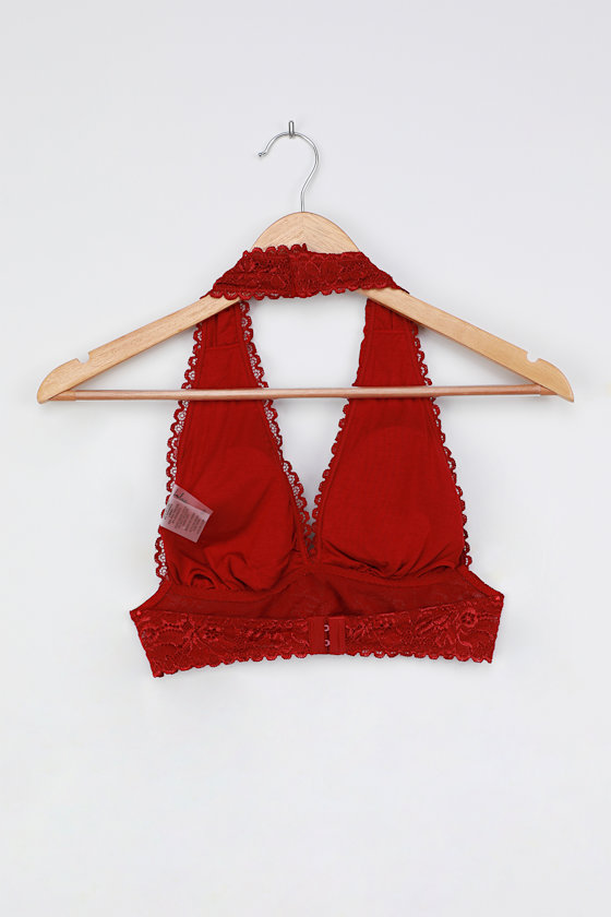 Wine Red Bralette - Halter Bralette - Floral Lace Bralette - Lulus