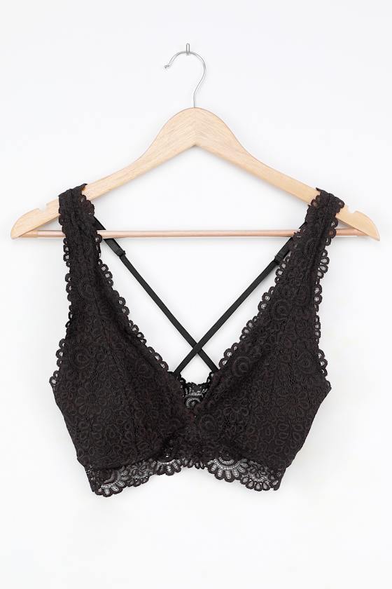 Black Lace Bralette - Padded Bralette - Sexy Floral Lace Bra - Lulus