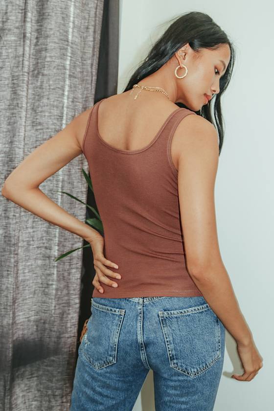 Basic Light Brown Tank Top Ribbed Tank Top Layering Tank Top Lulus