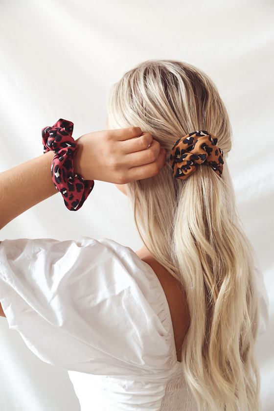 Leopard Print Scrunchies - Scrunchie Set - 2 Ponytail Holders - Lulus