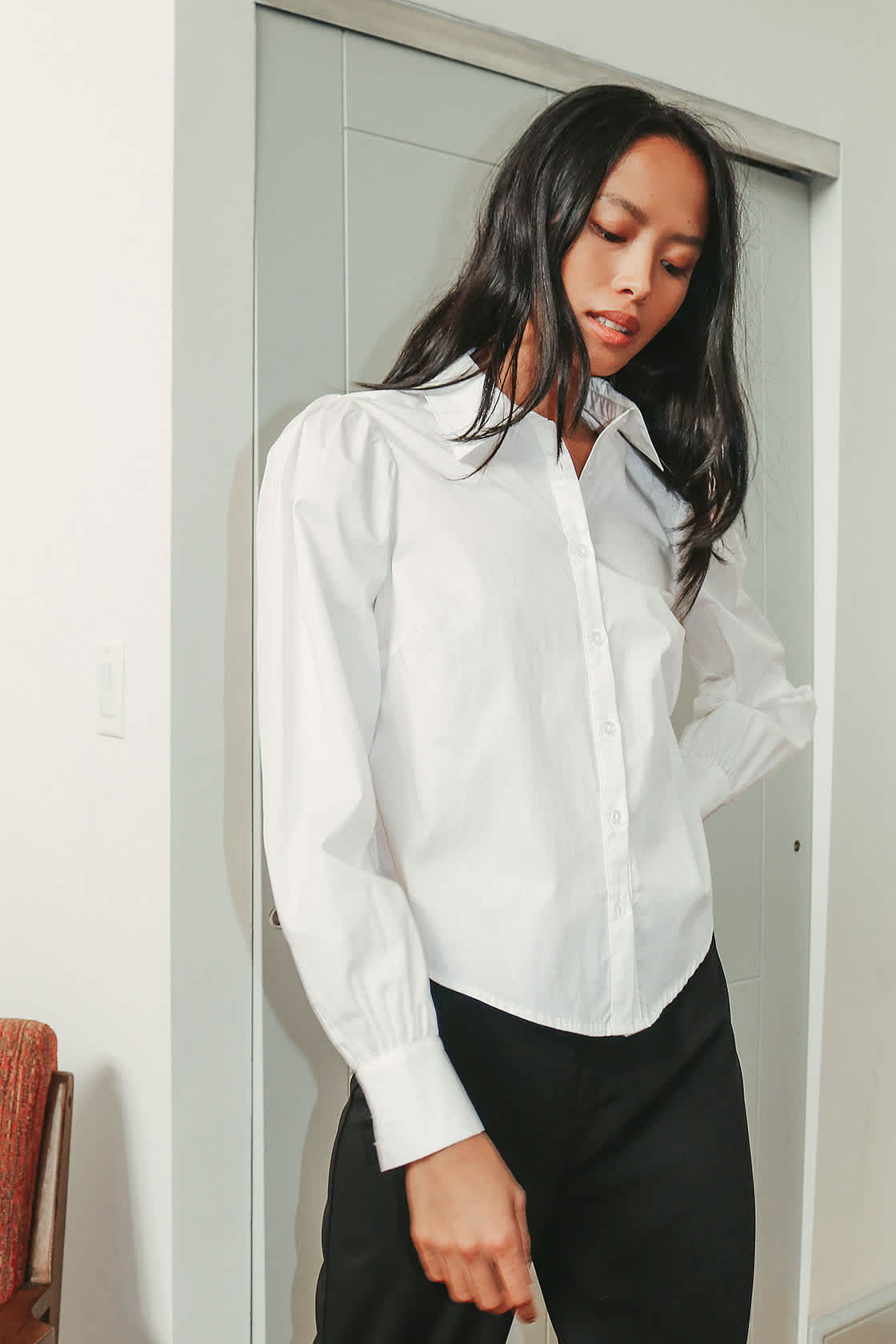 White Button-Up Blouse - Collared Long Sleeve Top - Cotton Blouse - Lulus