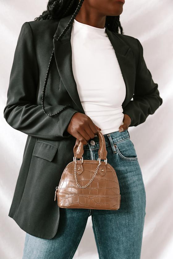 Crocodile Mini Bag - Mini Crossbody Bag - Brown Croc Bag - Lulus