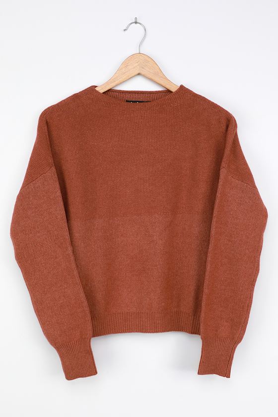 Cute Rust Red Sweater Mock Neck Sweater Knit Sweater Lulus