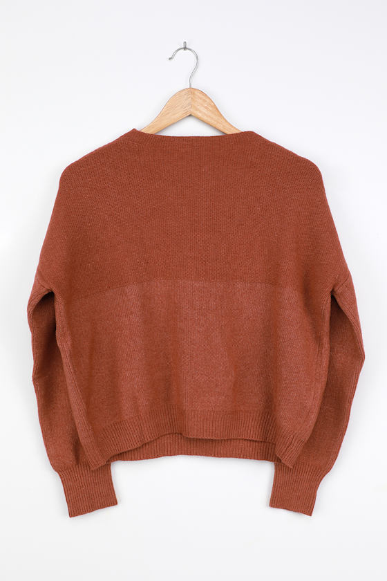 Cute Rust Red Sweater Mock Neck Sweater Knit Sweater Lulus