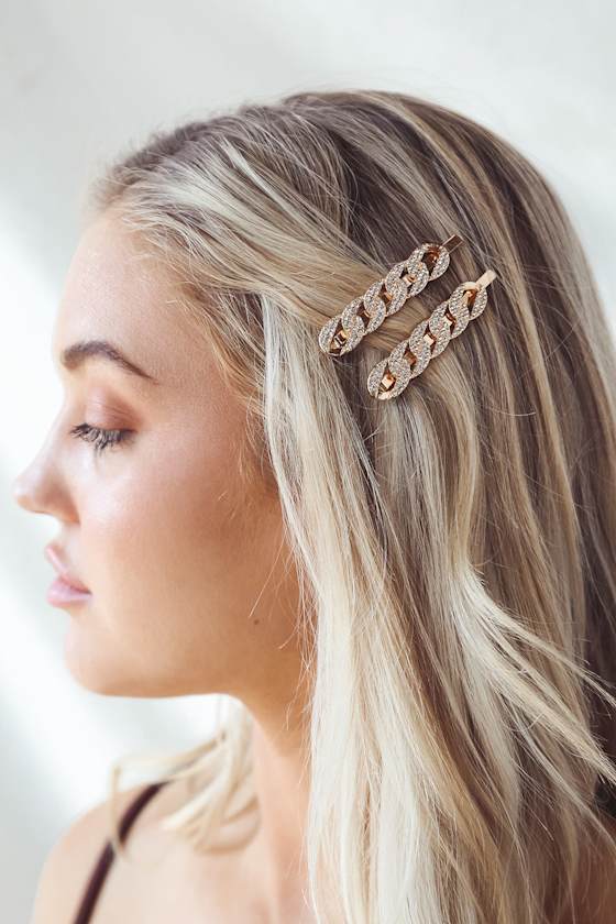Gold Hair Pins - Rhinestone Hair Pins - Chain Link Hair Pins - Lulus