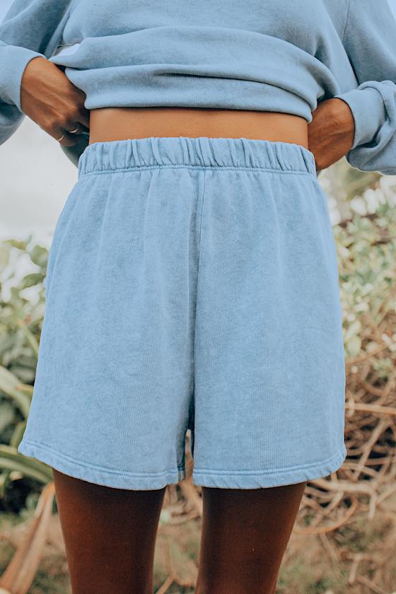Washed Light Blue Shorts - Lounge Shorts - Cotton Lounge Shorts - Lulus