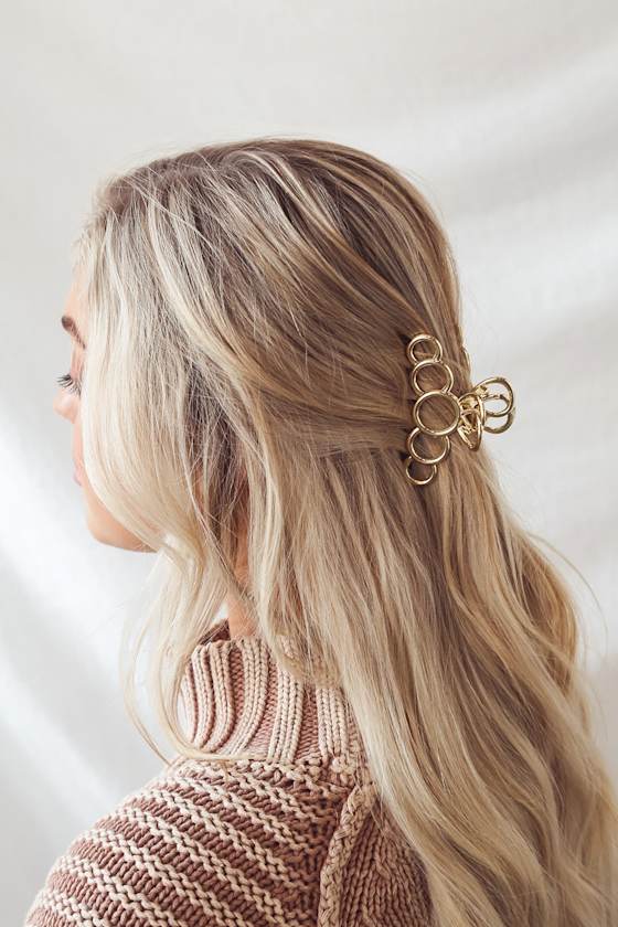 Gold Hair Clip - Claw Style Hair Clip - Circle Hair Clip - Lulus