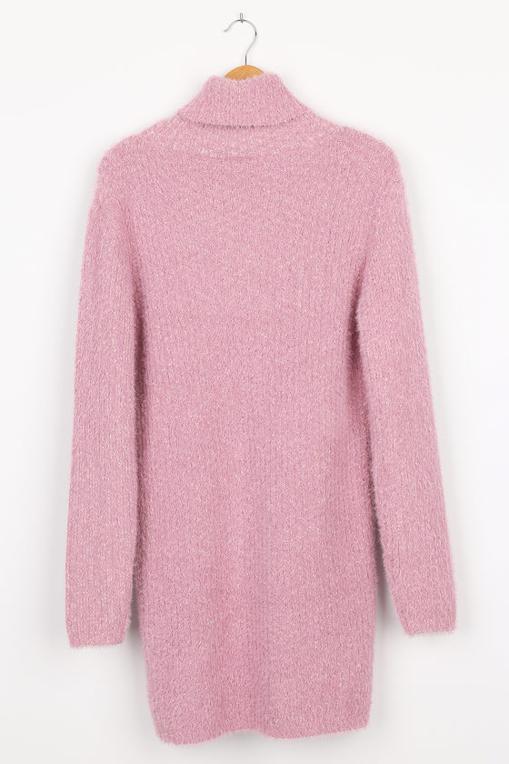 Eyelash Knit Sweater Dress - Turtleneck Dress- Mauve Multi Dress - Lulus