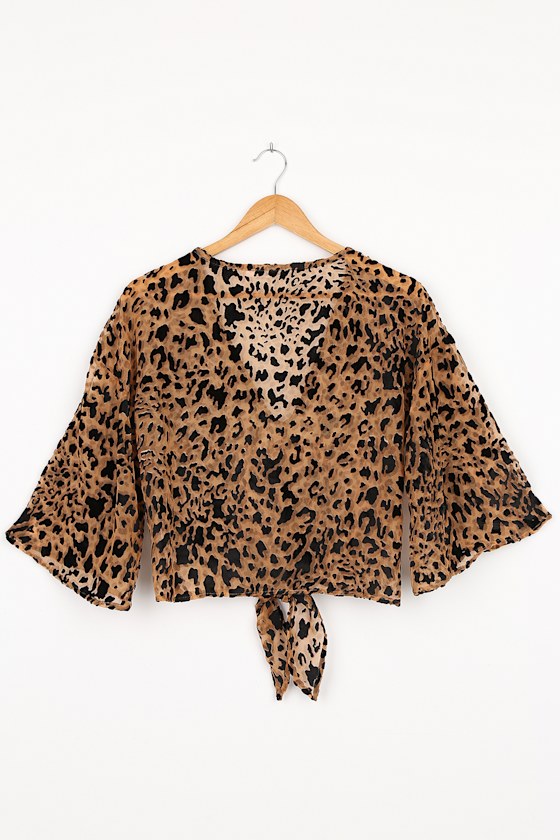 Sheer Leopard Print Top - Velvet Leopard Top - Bell Sleeve Blouse - Lulus