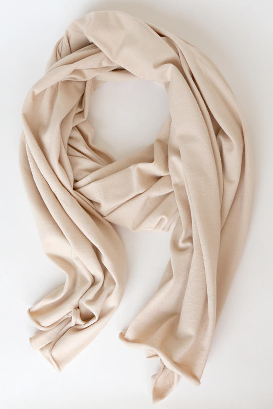 Beige Scarf - Oversized Scarf - Cashmere Blend Knit Scarf - Lulus