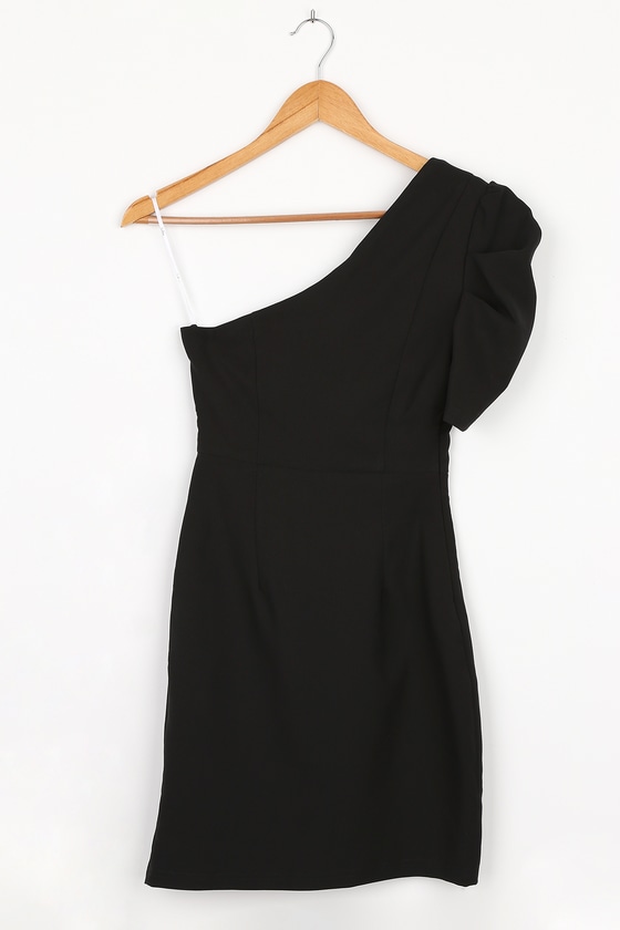 Sexy Black Dress One Shoulder Dress One Shoulder Bodycon Lulus
