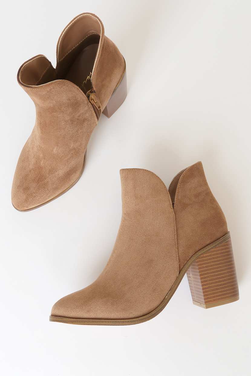 Tan Suede Booties For Women