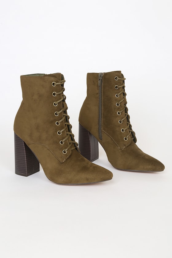 Olive Green Boots - Suede Mid-Calf Boots - Pointed-Toe Boots - Lulus