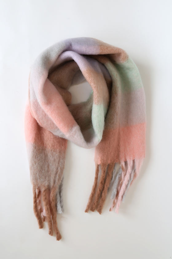 Pink Multi Scarf - Oversized Scarf - Fuzzy Scarf - Lulus