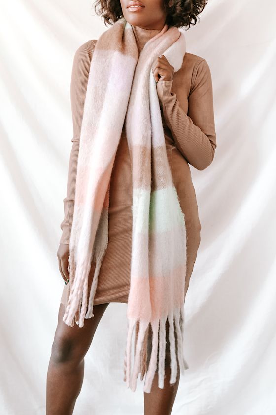 Pink Multi Scarf - Oversized Scarf - Fuzzy Scarf - Lulus