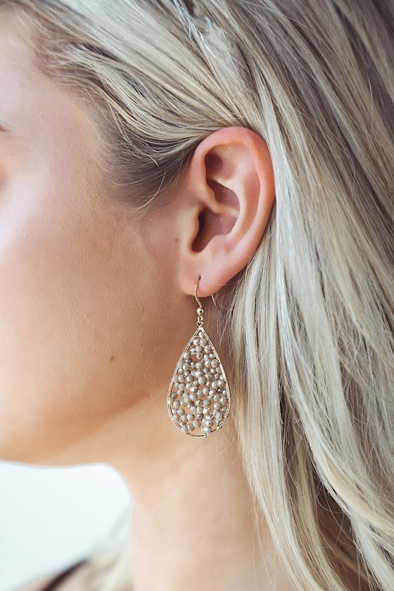 Beaded Earrings Teardrop Earrings Beaded Gold Earrings Lulus