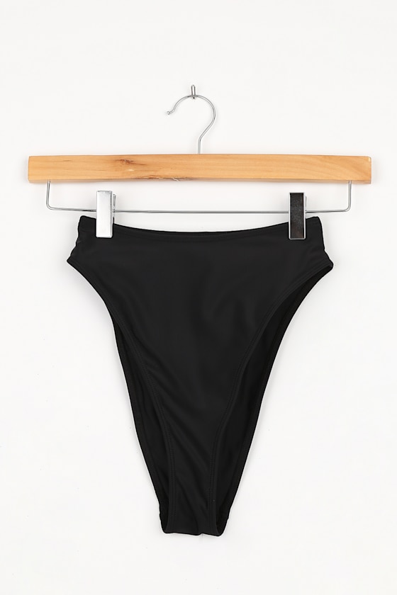 Black Bikini Bottoms - High Rise Swim Bottoms - High Cut Bikini - Lulus