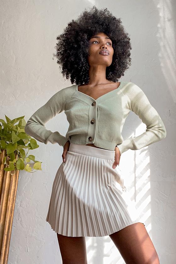 Sage Cardigan Sweater - Cropped Knit Cardigan - Button-Up Cardi - Lulus