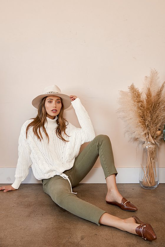 RD Style Cinched Sweater - Cable Knit Sweater - White Sweater - Lulus