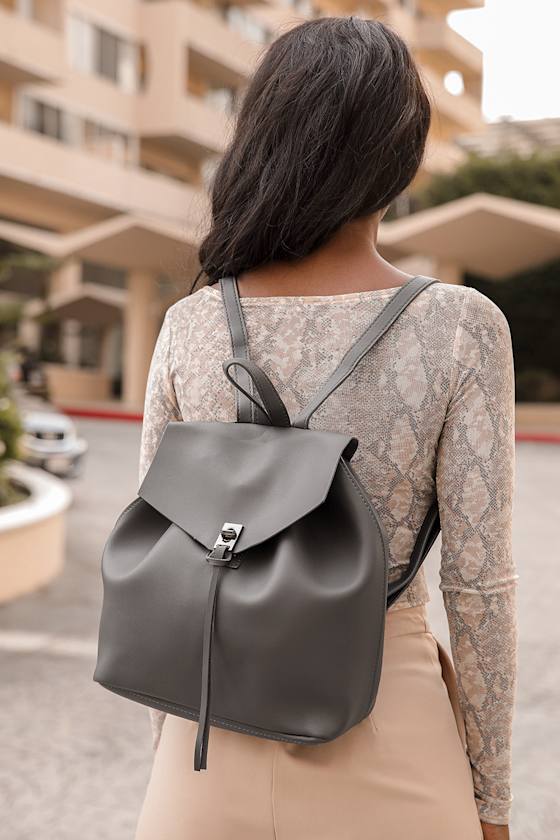 Cute Grey Backpack - Vegan Leather Backpack - Small Backpack - Lulus