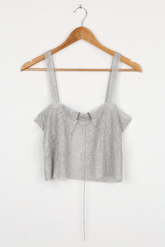 Silver Crop Top - Chainmail Crop Top - Rhinestone Chain Top - Lulus