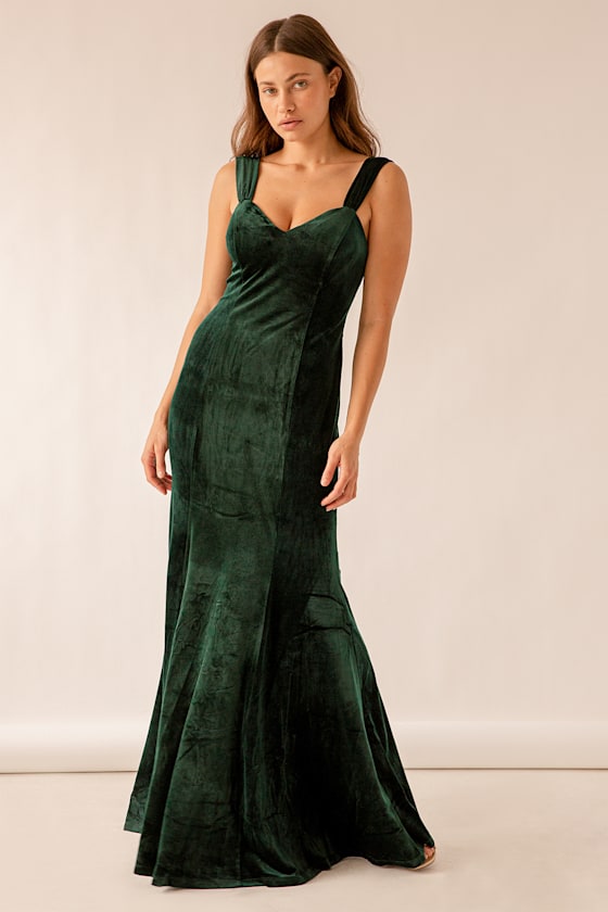Emerald Green Maxi Dress Velvet Maxi Dress Sweetheart Maxi Lulus