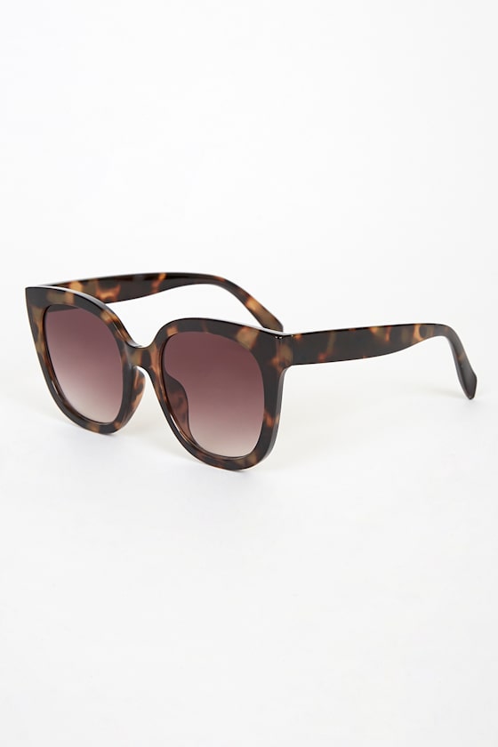 Brown Tortoise Sunglasses - Square Sunglasses - Square Sunnies - Lulus