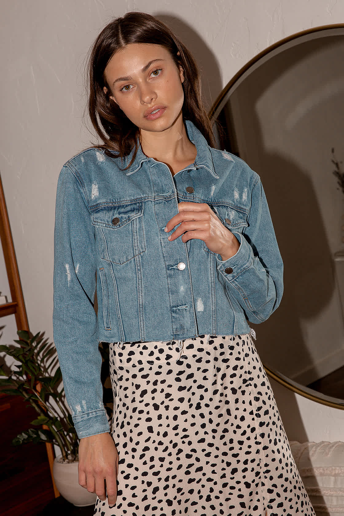 Just Black Scissor Cut - Cropped Denim Jacket - Distressed Jacket - Lulus