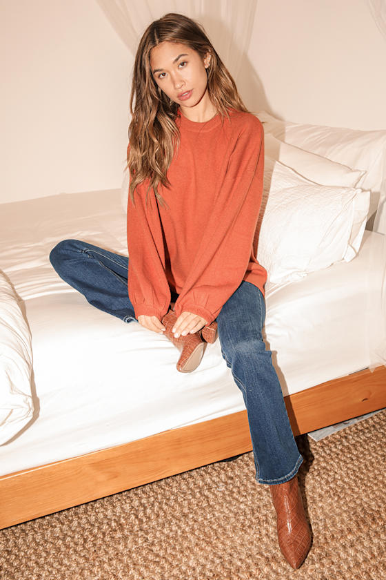 Rust Orange Sweater - Oversized Sweater - Tunic Sweater - Lulus