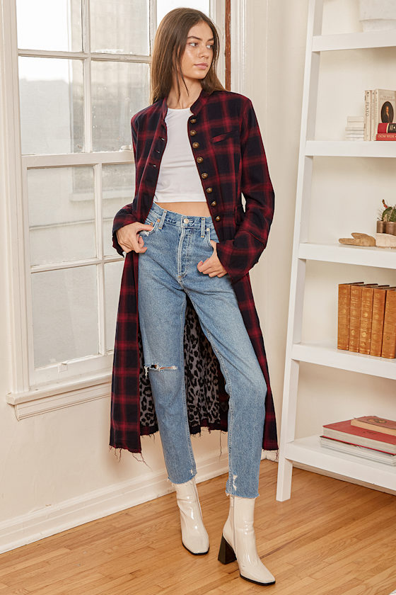 Free People Odessa Duster - Duster Jacket - Plaid Duster Jacket - Lulus