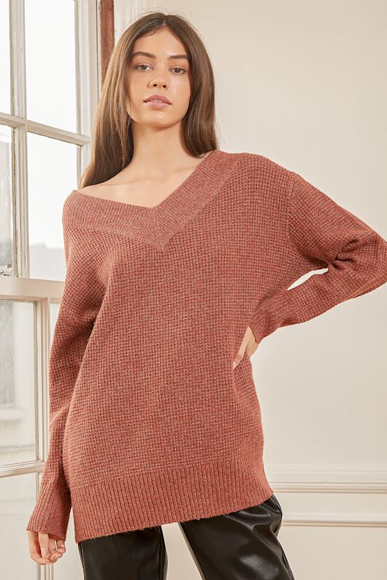 Rust Red Sweater - Cozy Knit Sweater - Oversized Sweater - Lulus