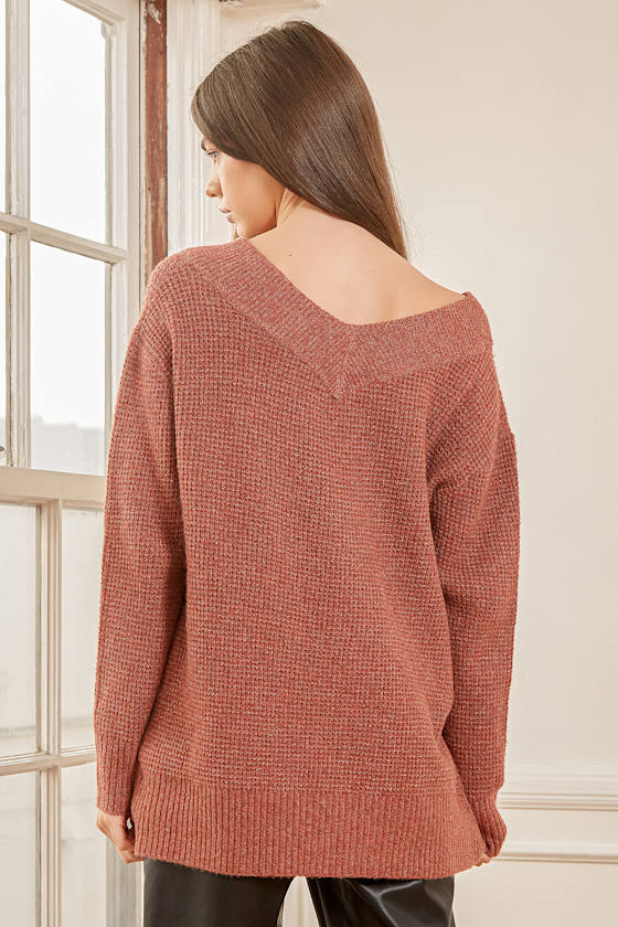 Rust Red Sweater - Cozy Knit Sweater - Oversized Sweater - Lulus