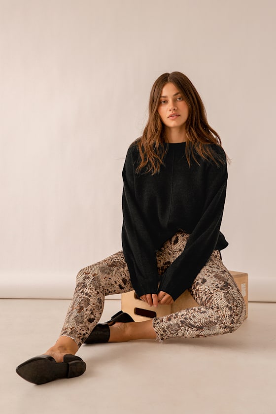 Black Sweater - Knit Oversized Sweater - Drop Shoulder Top - Lulus