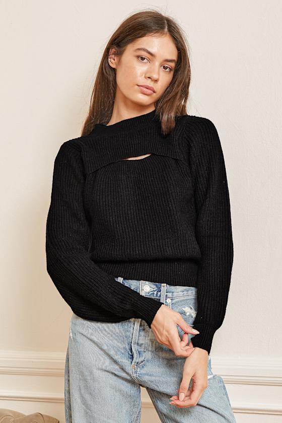 Black Sweater Top - Cutout Sweater Top - Peekaboo Top - Lulus