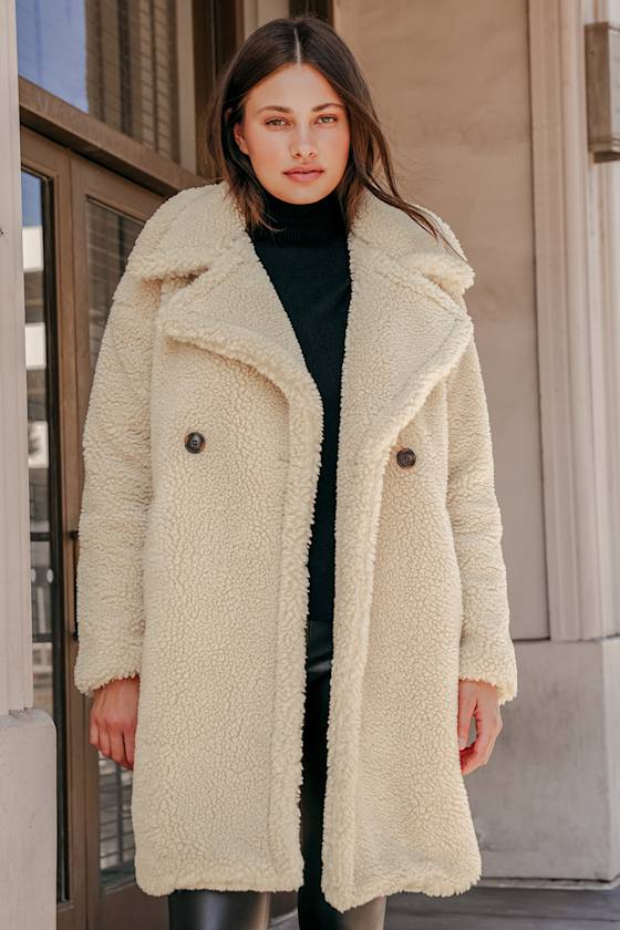 Vero Moda Lynne Oatmeal - Beige Coat - Teddy Coat - Faux Fur Coat - Lulus