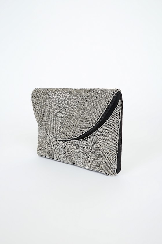 Silver Clutch - Beaded Clutch - Envelope Clutch - Lulus