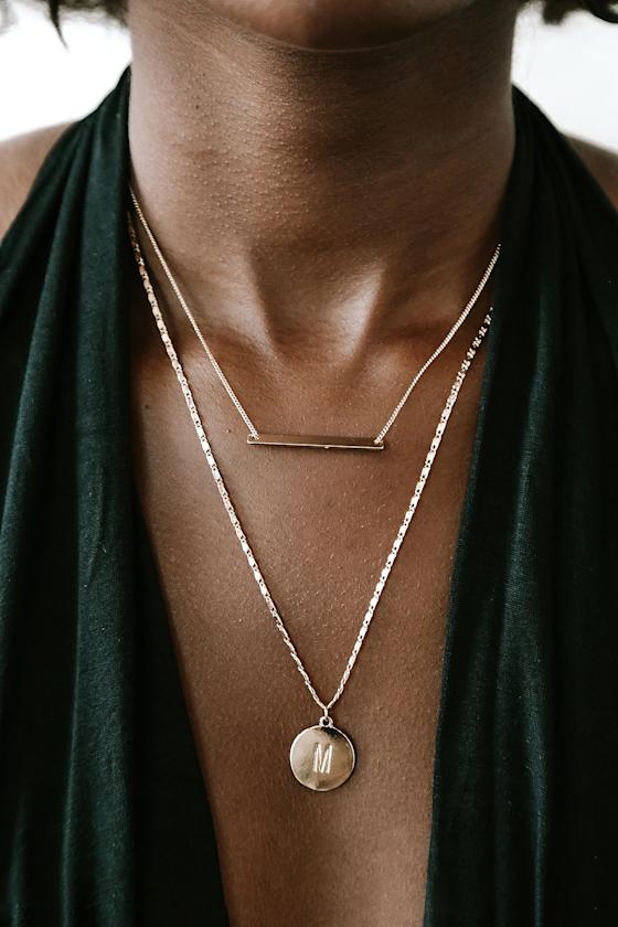 M Initial Necklace - Charm Necklace - 14KT Gold Layered Necklace - Lulus