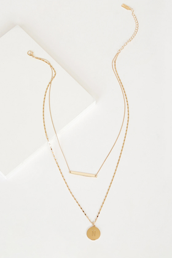 N Initial Necklace - Charm Necklace - 14KT Gold Layered Necklace - Lulus