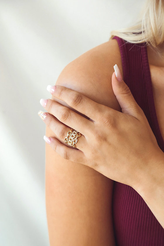 Sterling Forever Chain Ring Set - Gold Ring Set - 14KT Gold Rings - Lulus