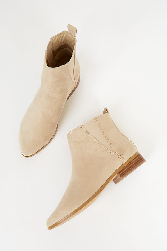 Taupe Ankle Booties - Pointed-Toe Boots - Faux Suede Boots - Lulus