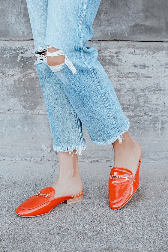 Red Patent Loafers - Loafer Slides - Slide-On Loafers - Lulus