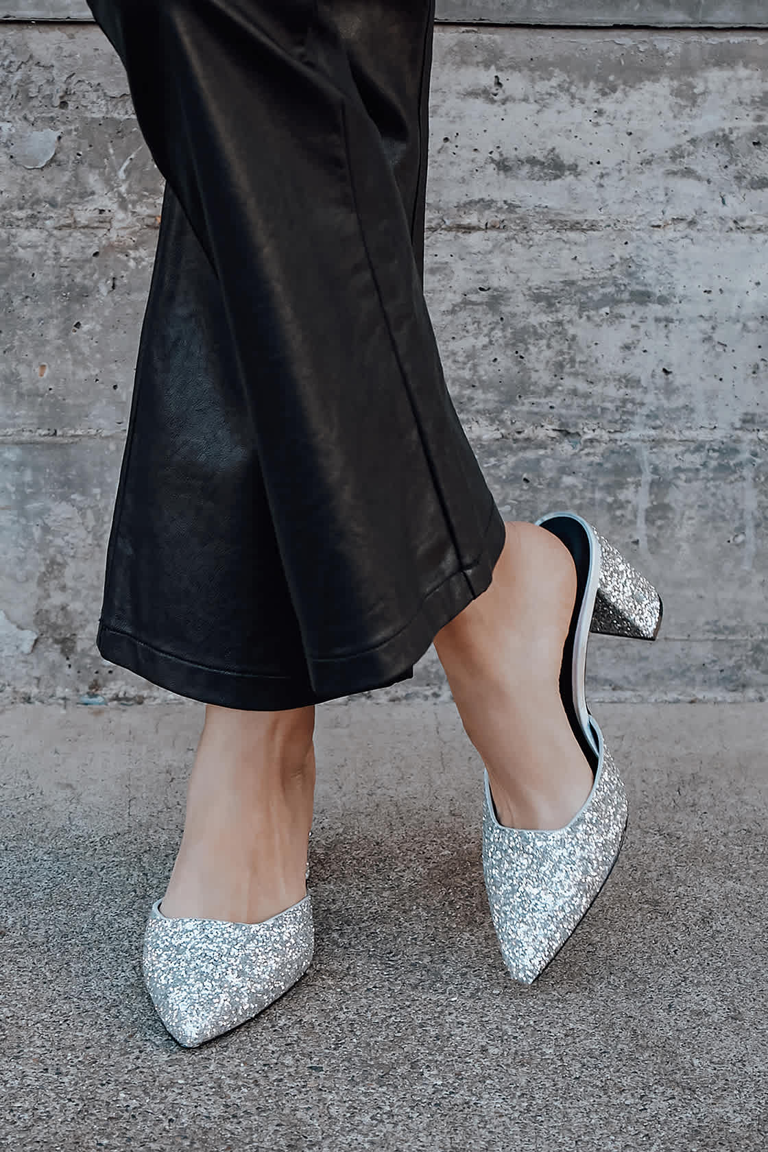 Silver Glitter Mules - Pointed-Toe Mule Heels - Glam Mule Pumps - Lulus