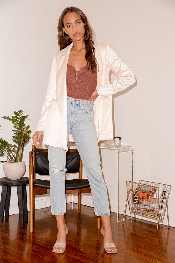 Sexy Brown Bodysuit - Ruched Bodysuit - Lace-Up Bodysuit - Lulus