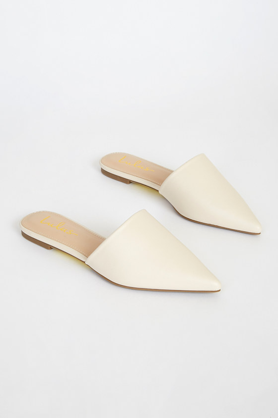 Chic Off White Slides - Pointed Toe Slides - Pointed Toe Mules - Lulus