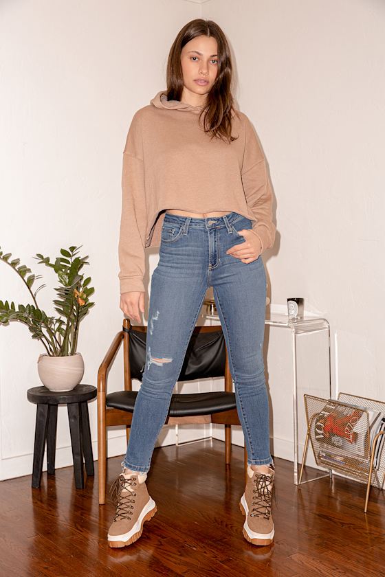 Medium Wash Denim Jeans - High Rise Jeans - High Waisted Jeans - Lulus