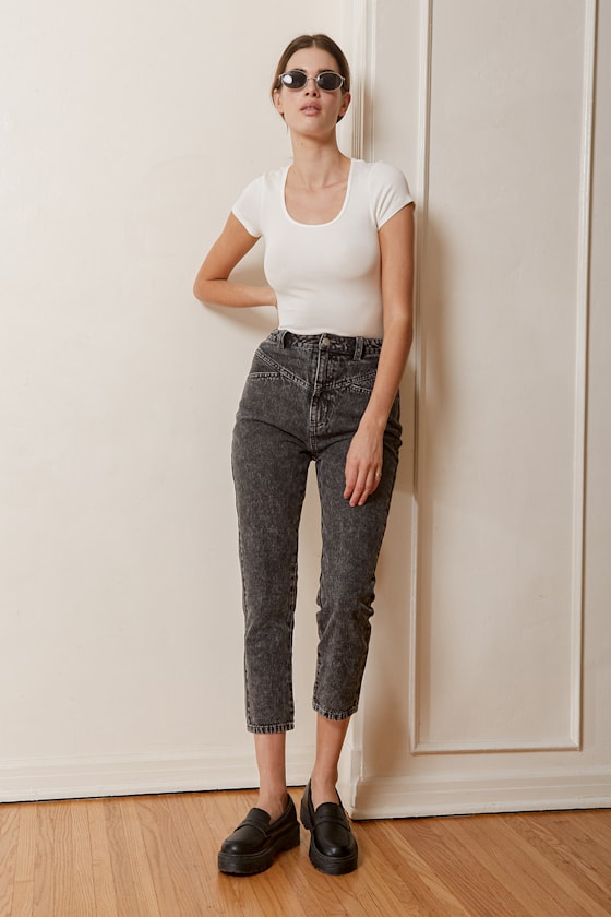 Washed Black Jeans High Rise Jeans Cropped Jeans Lulus