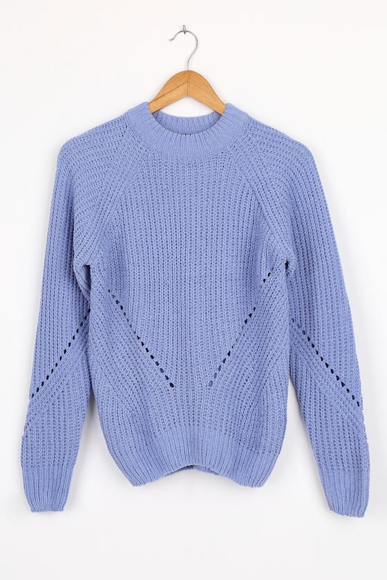 Periwinkle Blue Sweater - Chenille Sweater - Pointelle Sweater - Lulus