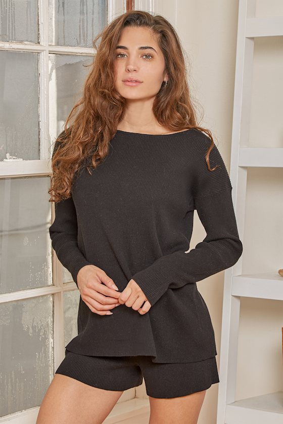 Black Knit Shorts - Sweater Shorts - Ribbed Knit Shorts - Lulus